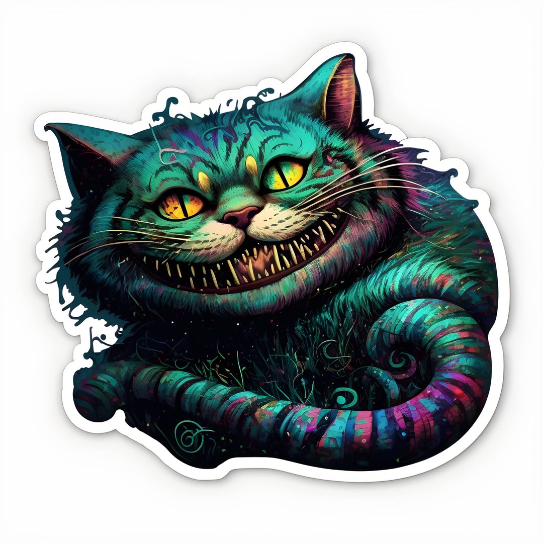 Cheshire Cat Sticker, Cat Sticker, Evil Cat Sticker, Alice in ...
