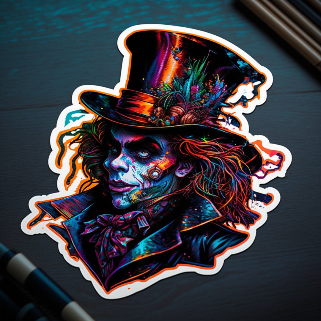 Mad Hatter Sticker, Alice in Wonderland Sticker, Hat Sticker AIW-001 - Etsy