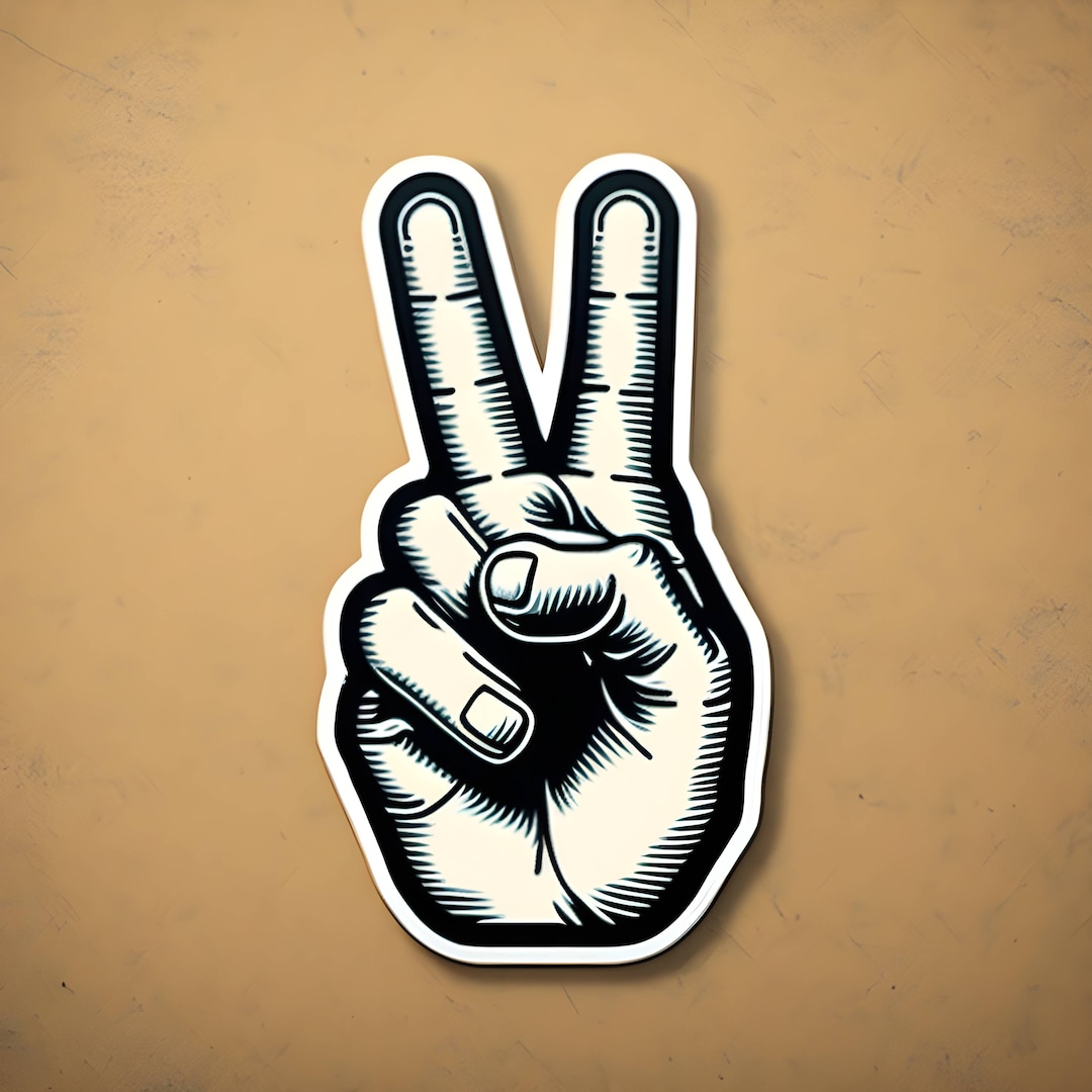 Peace Sign Sticker, Peace Sign, Peace Sign Finers PEA-003 - Etsy