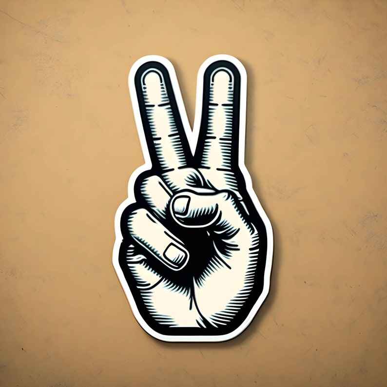 Peace Sign Sticker, Peace Sign, Peace Sign Finers PEA-003 - Etsy