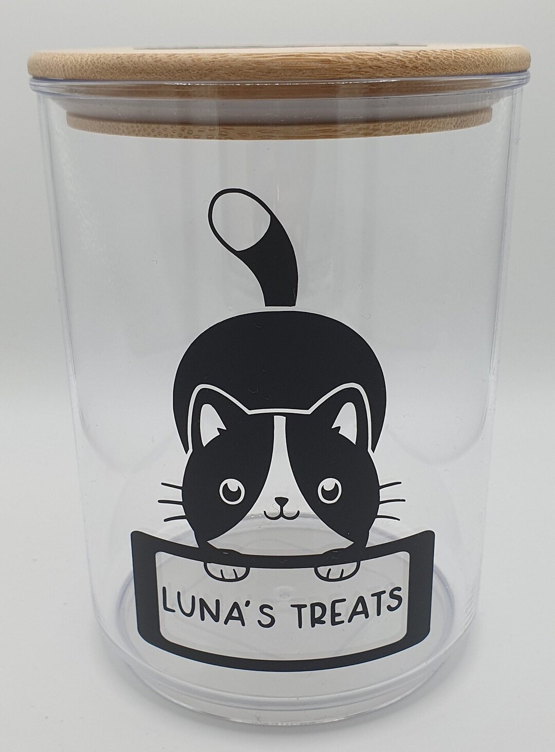 Cat Treat Jar - Clear Plastic Container With Fish Lid - Etsy