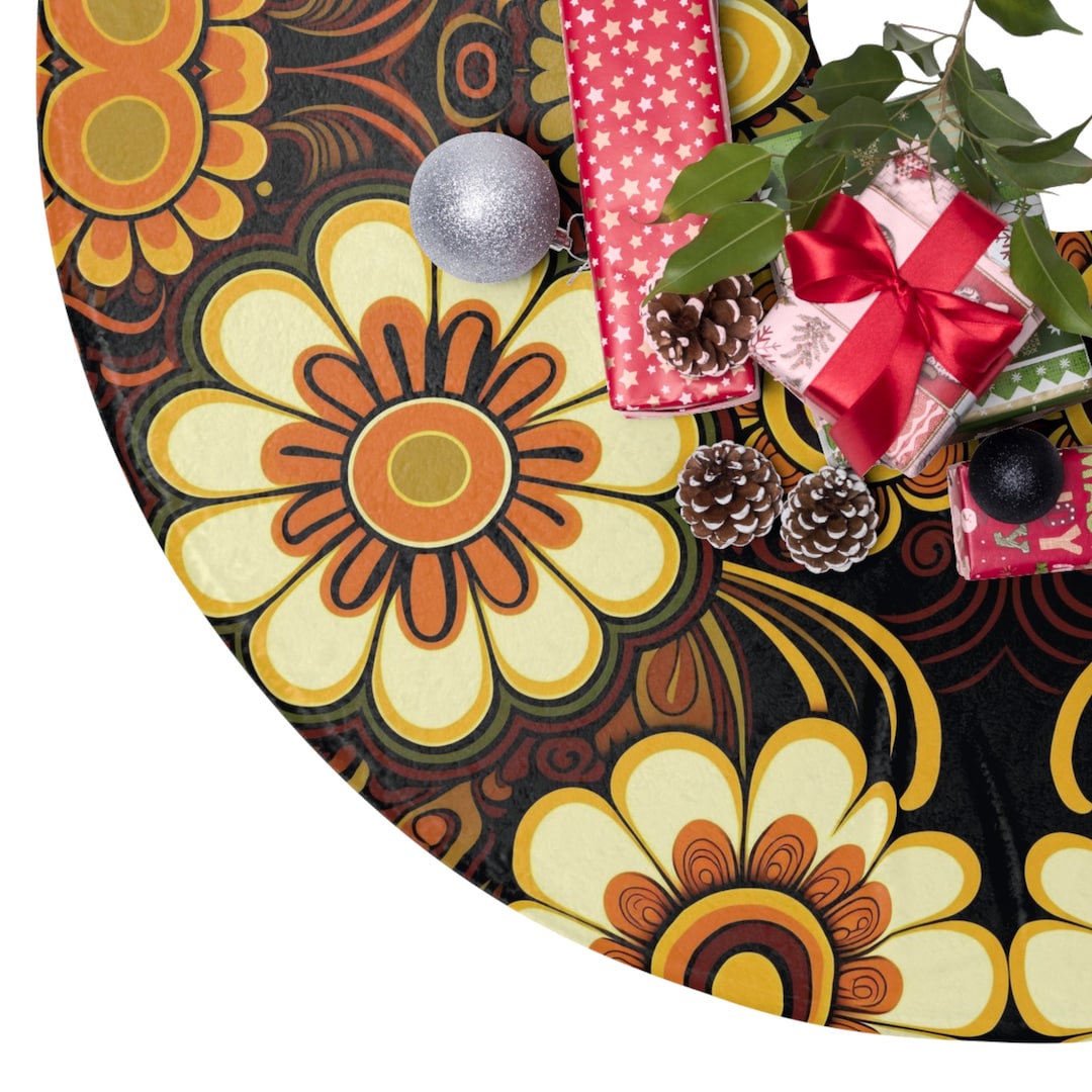 Retro Floral Tree Skirt | Boho Tree Skirt | Botanical Tree Skirt ...
