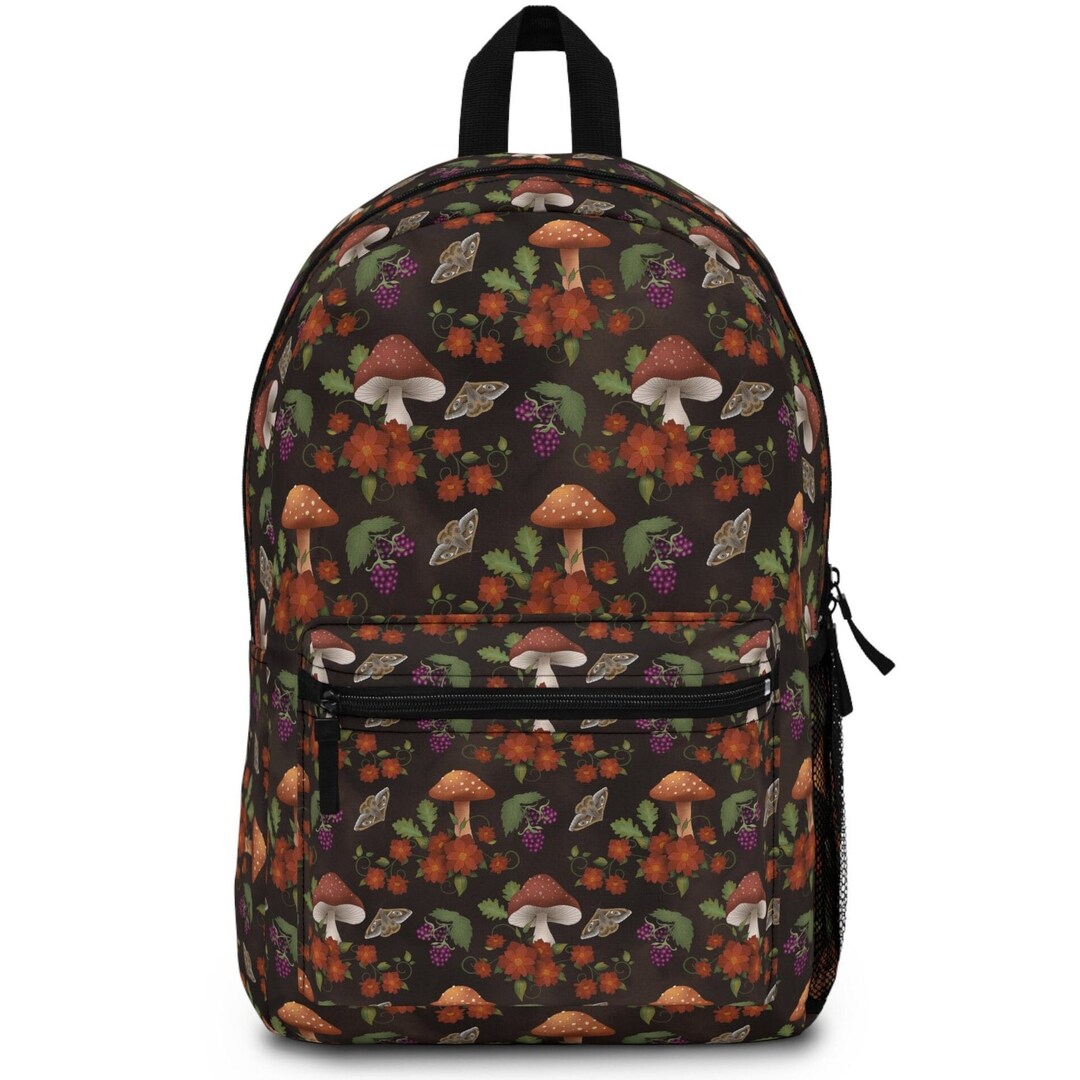 Mushroom Forest Backpack Mushroom Moth Backpack Goblincore Dark ...