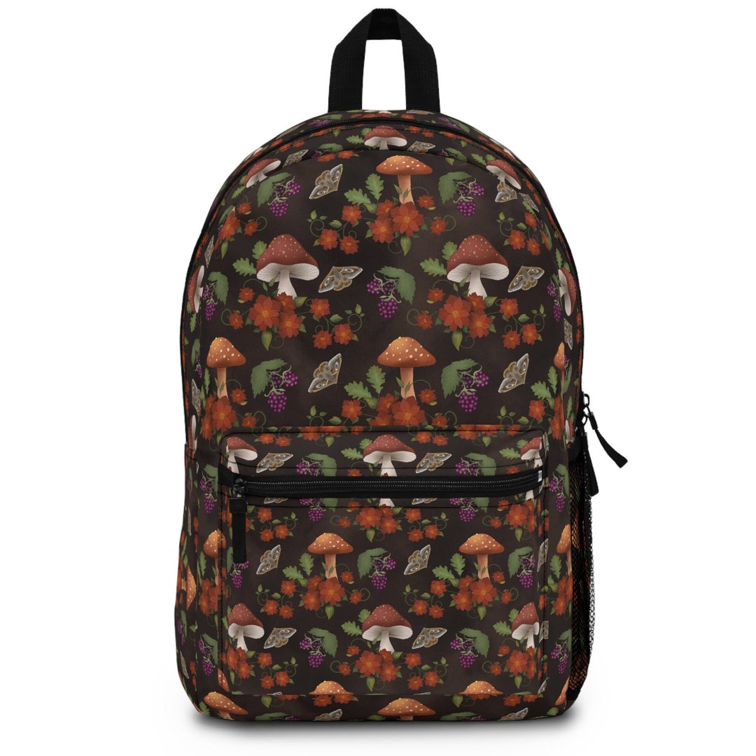 Mushroom Forest Backpack Mushroom Moth Backpack Goblincore - Etsy