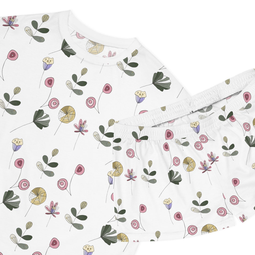 Floral Minimalist Pajamas L Cute Floral Pajamas L Pajamas Set L Short ...