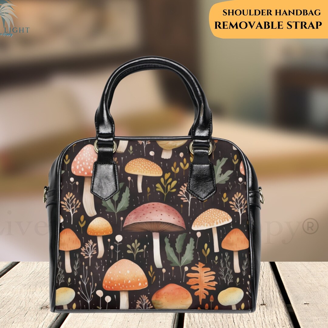 Illustrated Mushroom Shoulder Handbag Forestcore Aesthetic Crossed Body ...