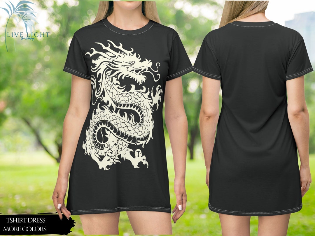 Women's Dragon Dress, Dragon T-shirt Dress, Japanese Dragon Tshirt ...