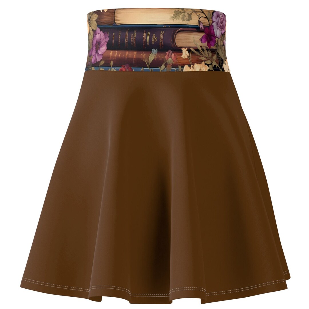 Brown Book Skirt | Dark Academia Library Brown Skirt | Book Lover Skirt ...
