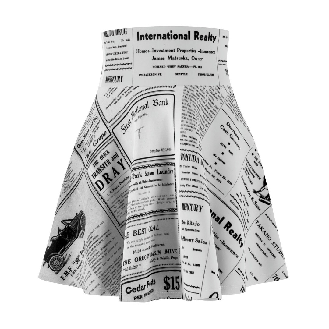 Women's Skater Skirt Newspaper Skirt Vintage Feel Skirt - Etsy