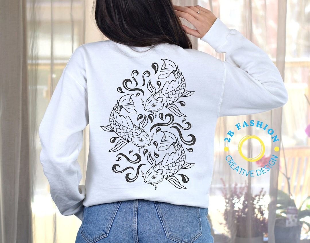 Koi Fish Sweatshirt, Koi Ying Yang Fish Sweatshirt, Japanese Artwork ...