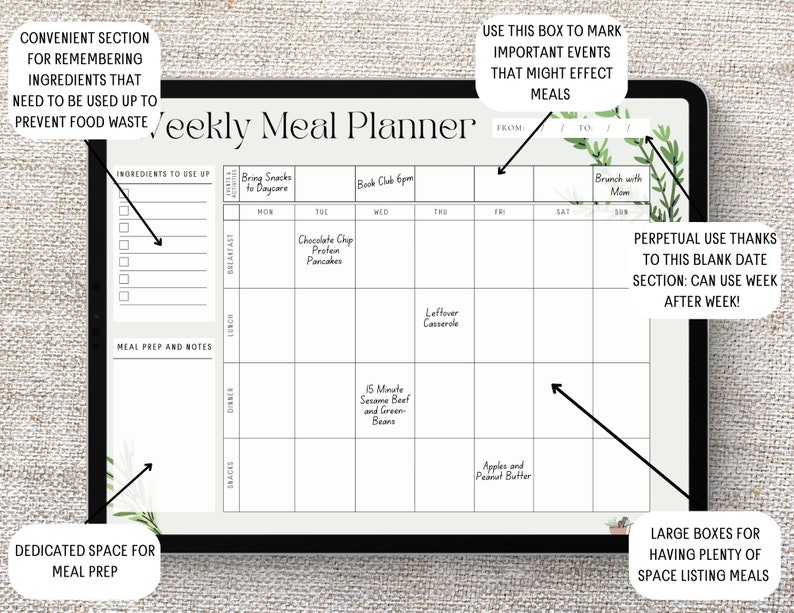 Minimal Weekly Meal Planner Pack - Etsy