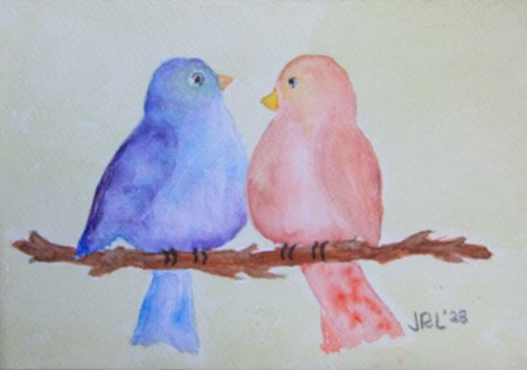 Love Birds Original Watercolor Printable Art, Downloadable Print ...
