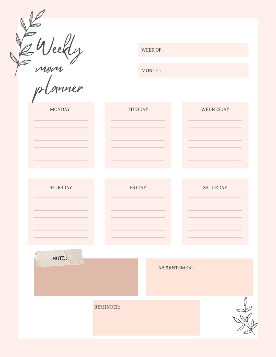 Mom Planner Printable - Etsy