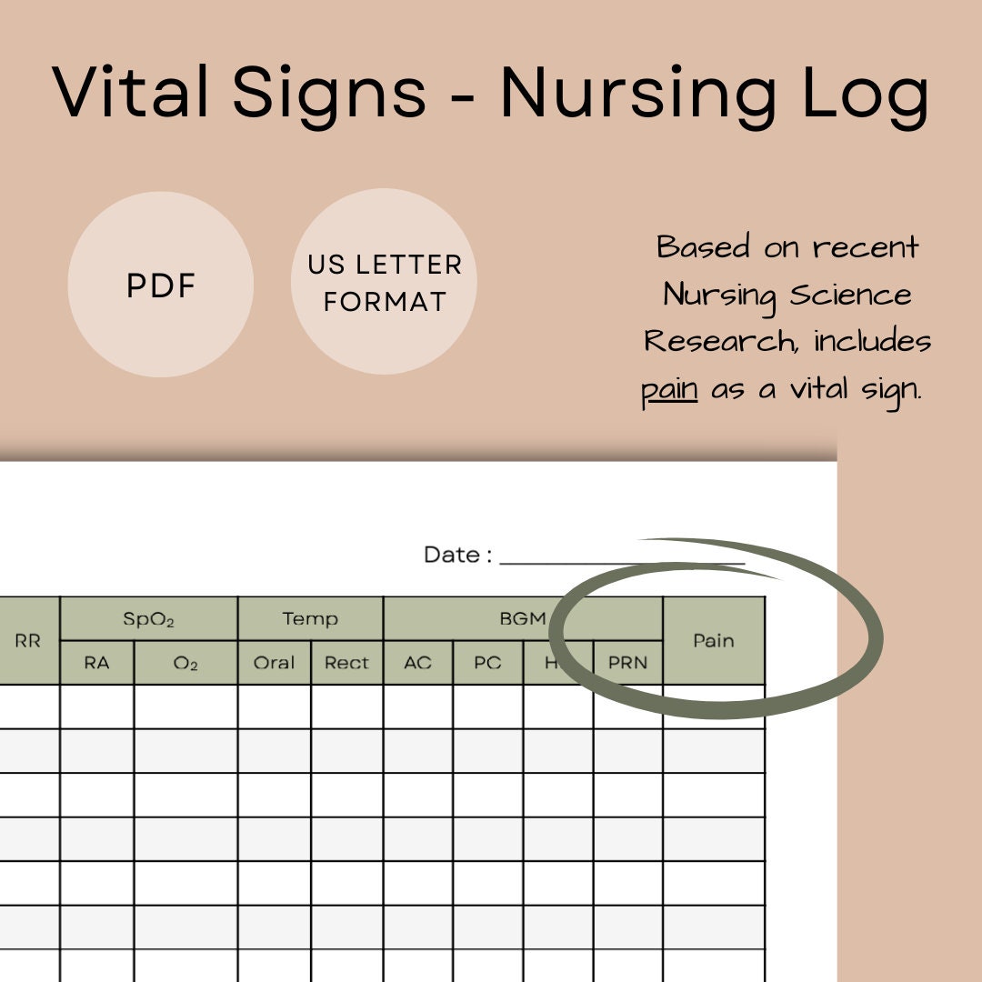 Printable VITAL SIGNS Sheet for Nurses - Etsy