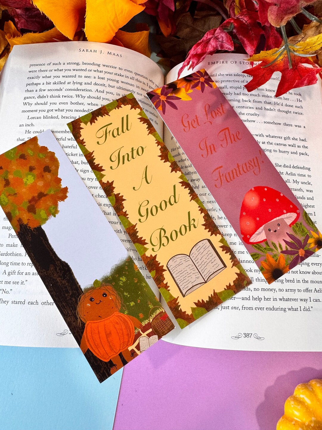 Fall Bookmarks Set: Patch's Picnic, Fantasy Mushroom, Autumn Reading - Etsy