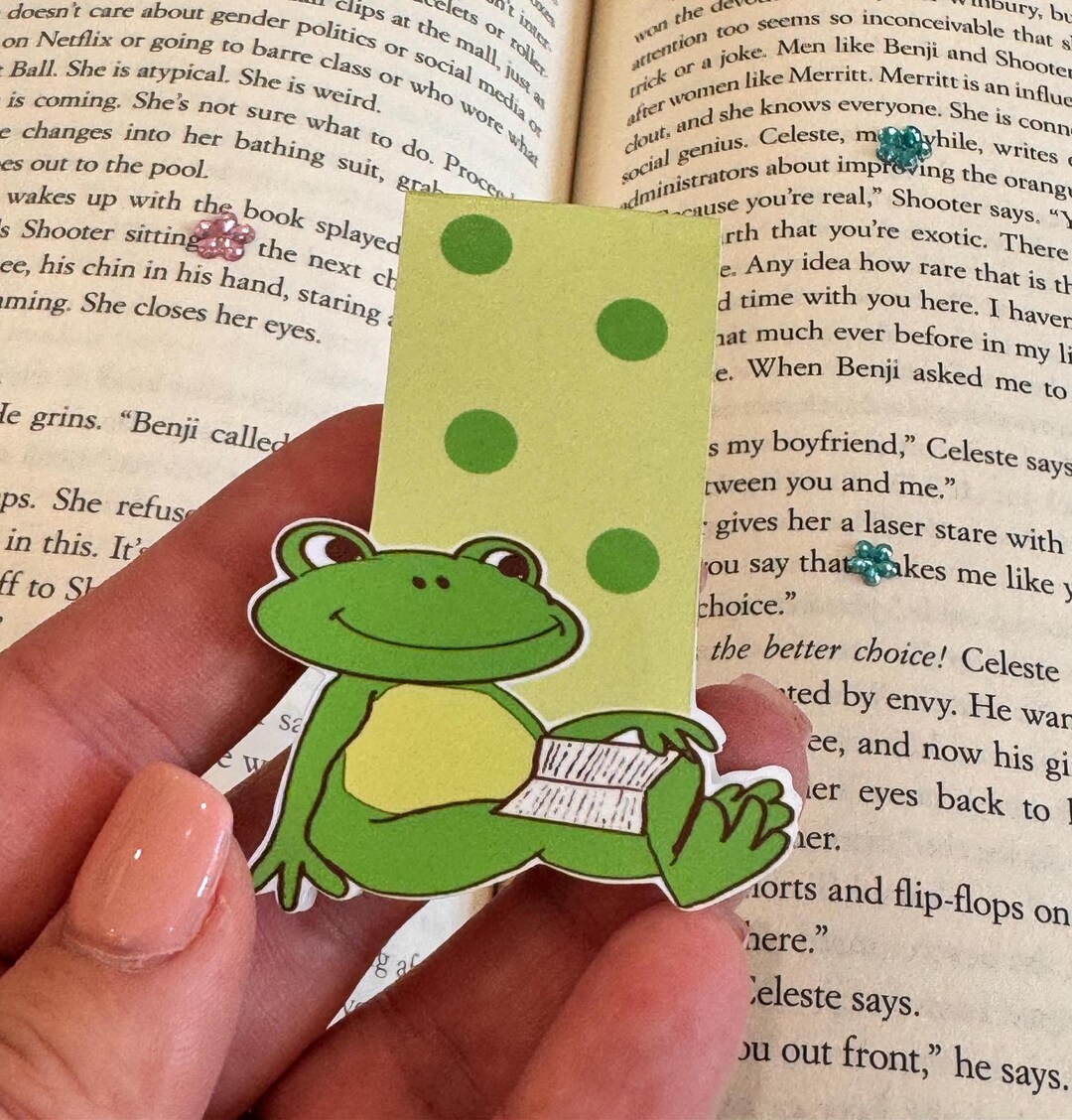 Cute Frog Reading Magnetic Bookmark for Readers, Handmade Book ...
