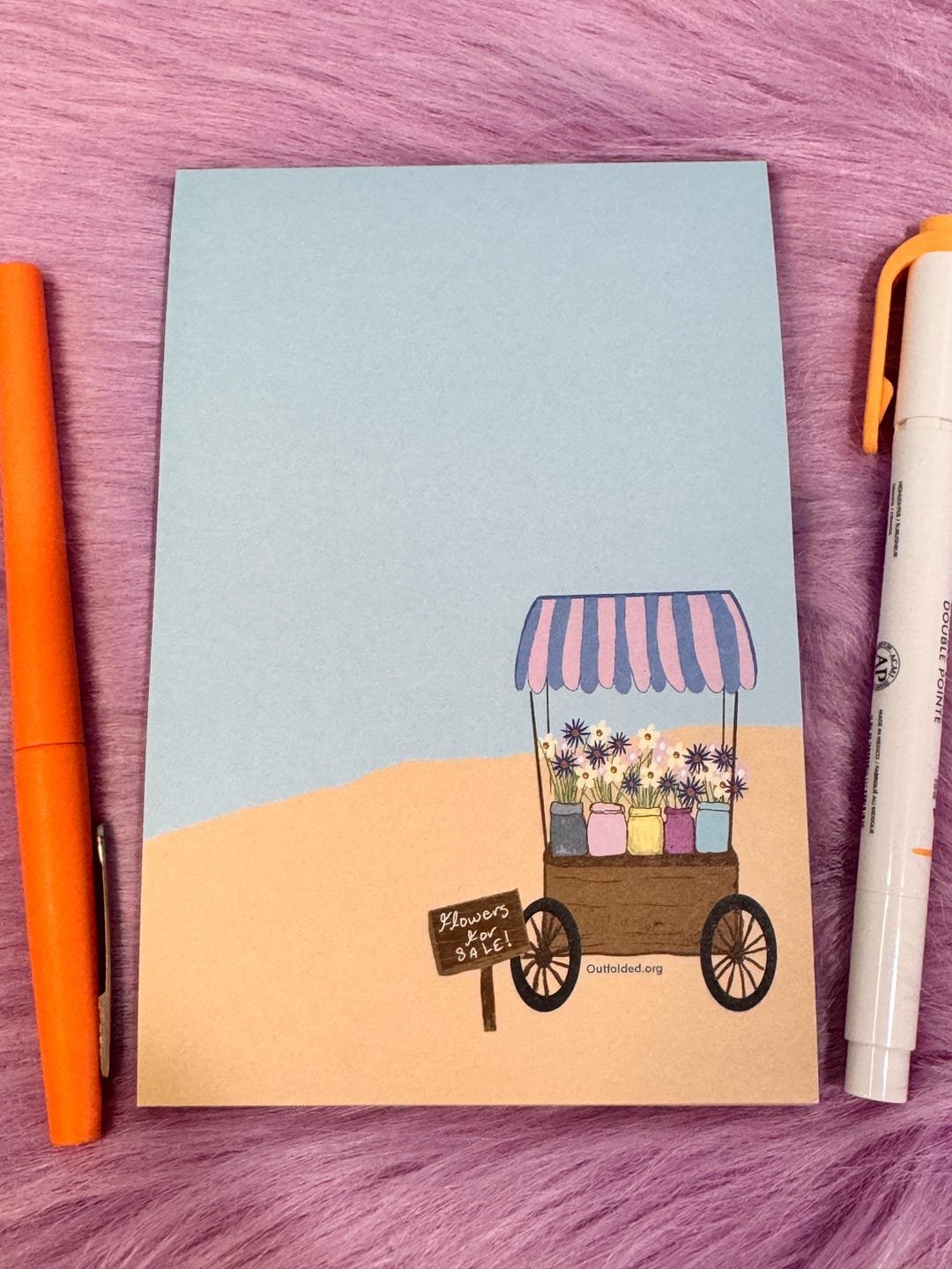 Notepads With Cute Designs, Flowers for Sale, Flower Cart, Sandy Beach ...