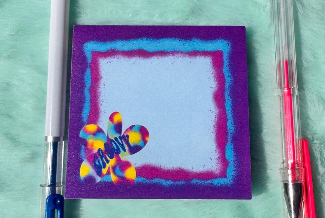 Groovy Sticky Note Pad, 3x3 Reminder Pad, Notepad - Etsy