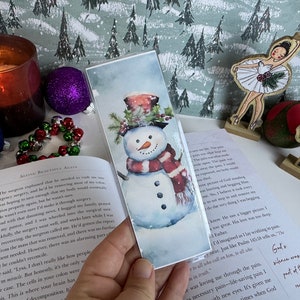 Bookmarks for the Holidays, Snowman Winter Season Laminated Page Saver ...