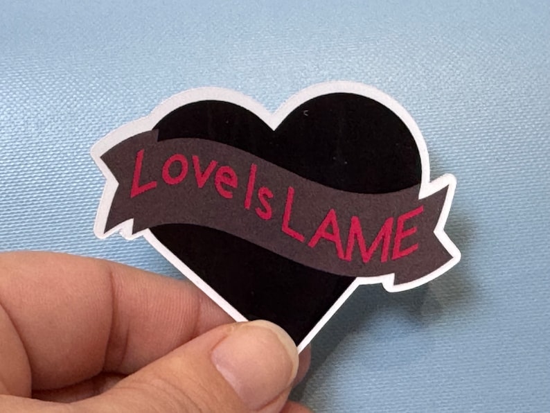 Single Life Sticker, Black Heart Handmade Sticker for Broken Heart ...
