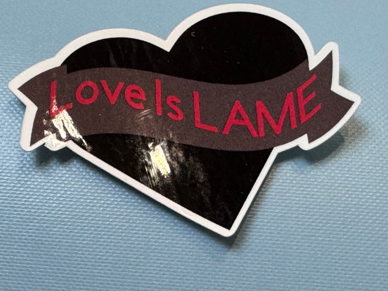 Single Life Sticker, Black Heart Handmade Sticker for Broken Heart ...