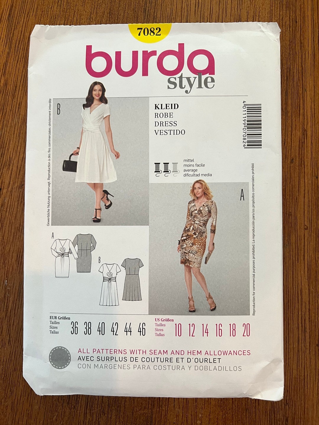 UNCUT Burda Style 7082 Dress Pattern. Size 10, 12, 14, 16, 18, 20. - Etsy