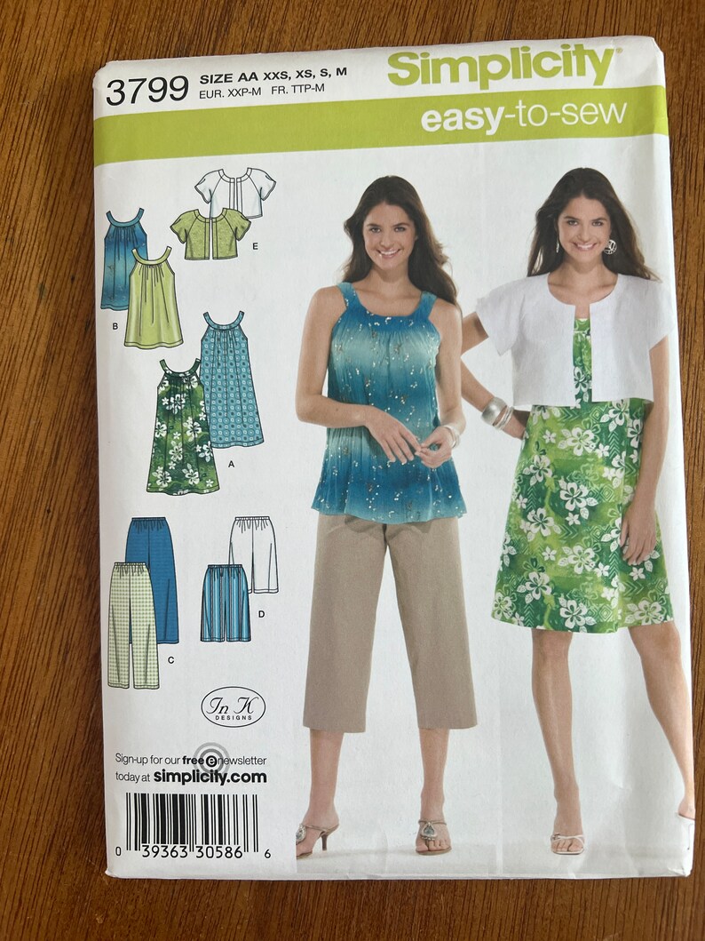 Uncut, FF, 2007 Simplicity 3799 Misses' Dress or Tunic, Cropped Pants ...