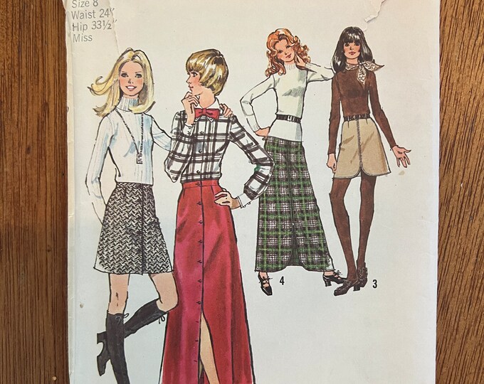 CUT, Complete Rare Vintage 1969 Simplicity 8550 Misses' Skirt in Two ...