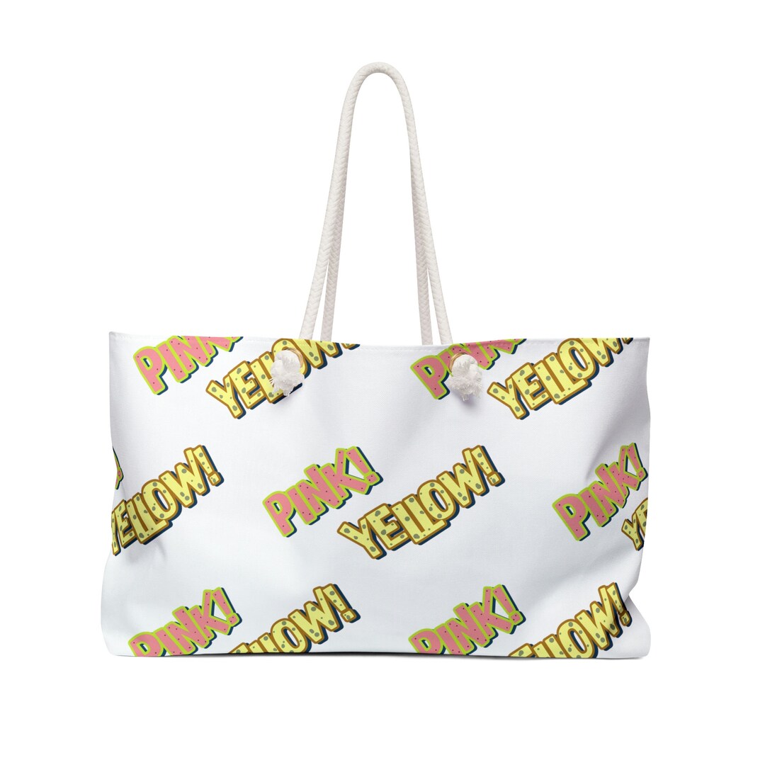 Pink Vs Yellow Weekender Bag White Background - Etsy
