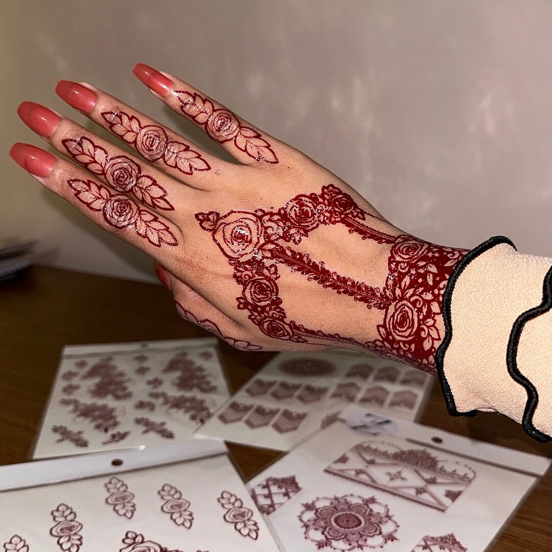 Henna Temporary Tattoo Instant Henna New Design in Stock Dark Maroon ...
