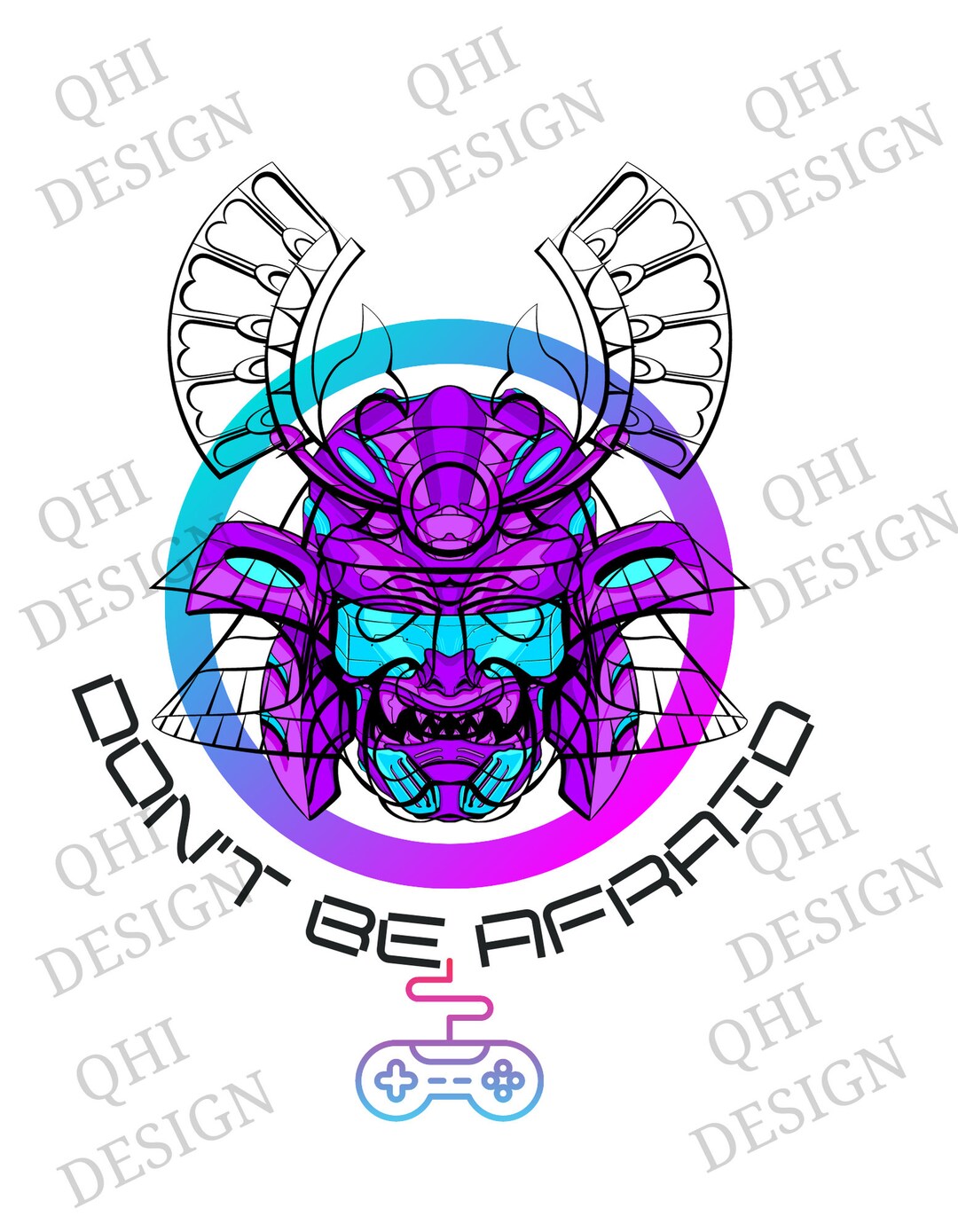 Don’t Be Afraid Samurai, Purple Samurai, Cyber Control, PNG - Etsy
