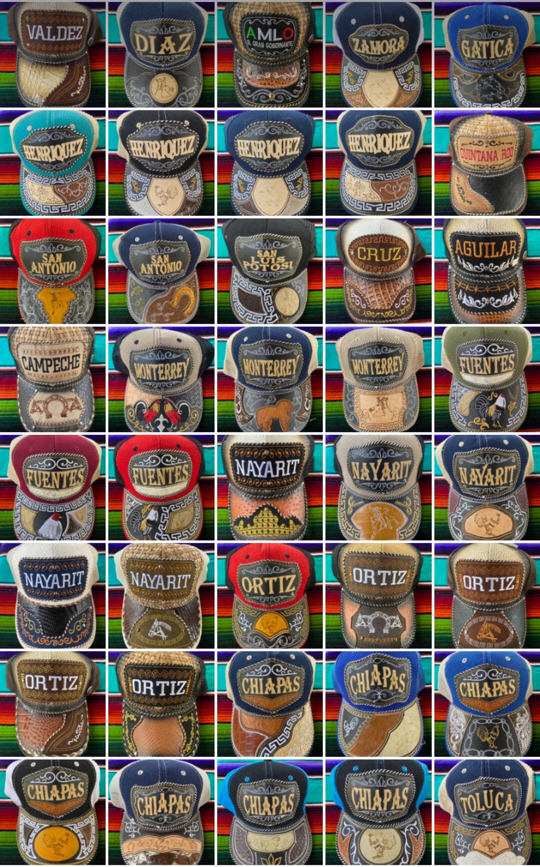 Hats With Last Names and Mexican States Apeido Y Estados Mexicanos ...