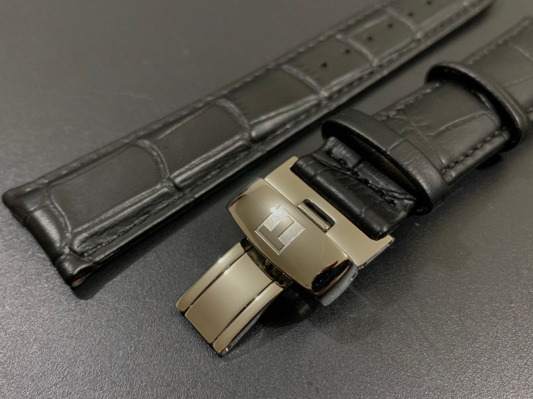 Tissot Leather Black Croc 20mm Leather Strap With Deployment Clasp Fast ...