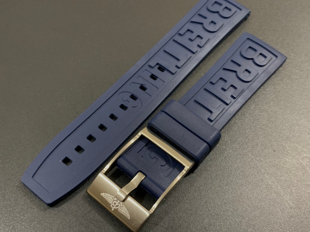 Navy Blue Breitling Superocean 22mm/24mm Rubber Strap With Steel Buckle ...