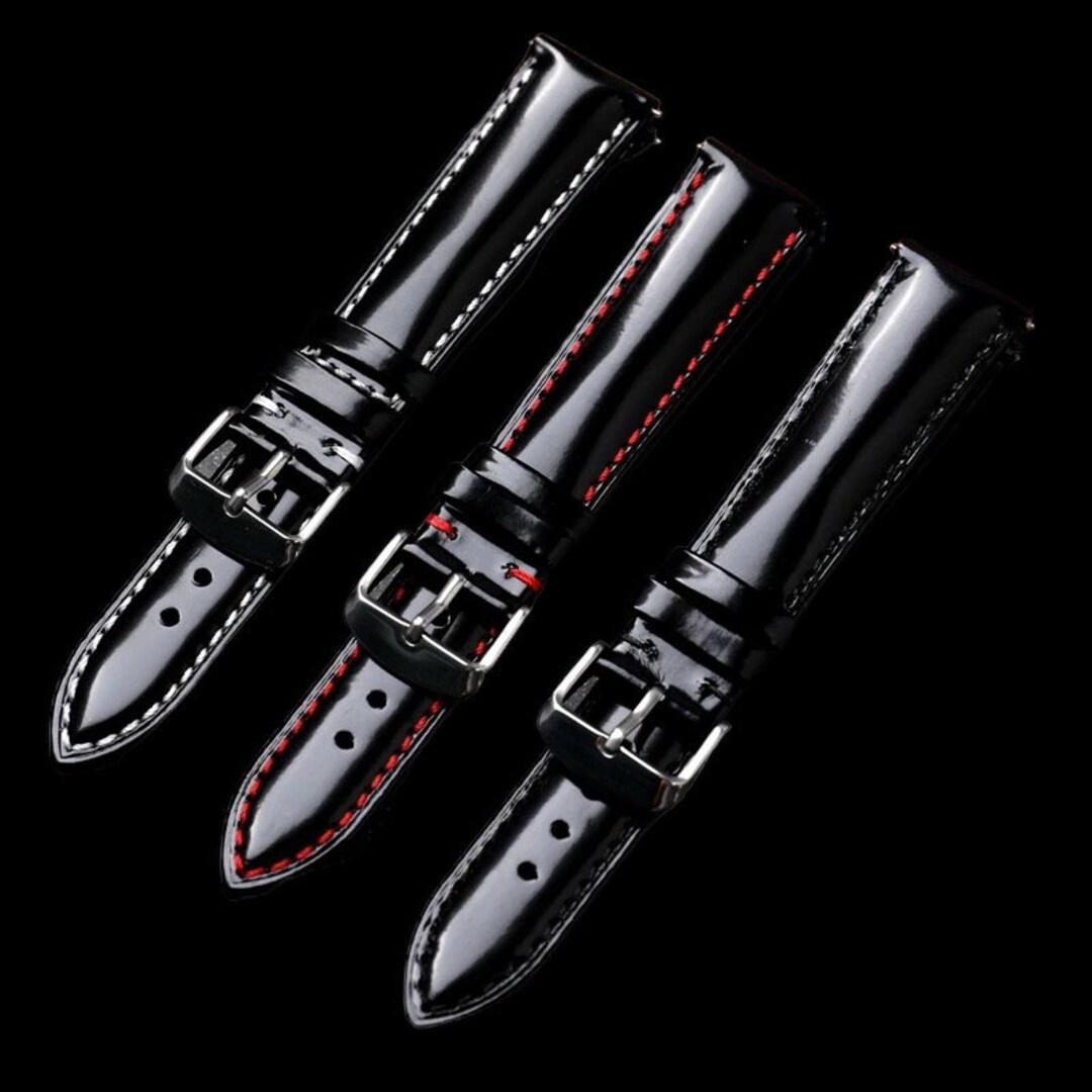 18 19 20 21 22MM Patent Leather Black Leather Watchband Quick Release ...