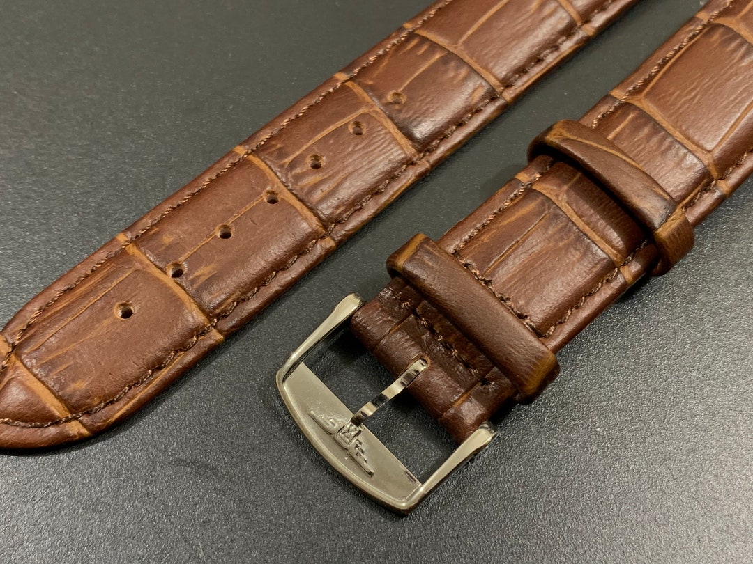 LONGINES 20mm Brown Leather Watch Strap With Stainless Steel Buckle ...