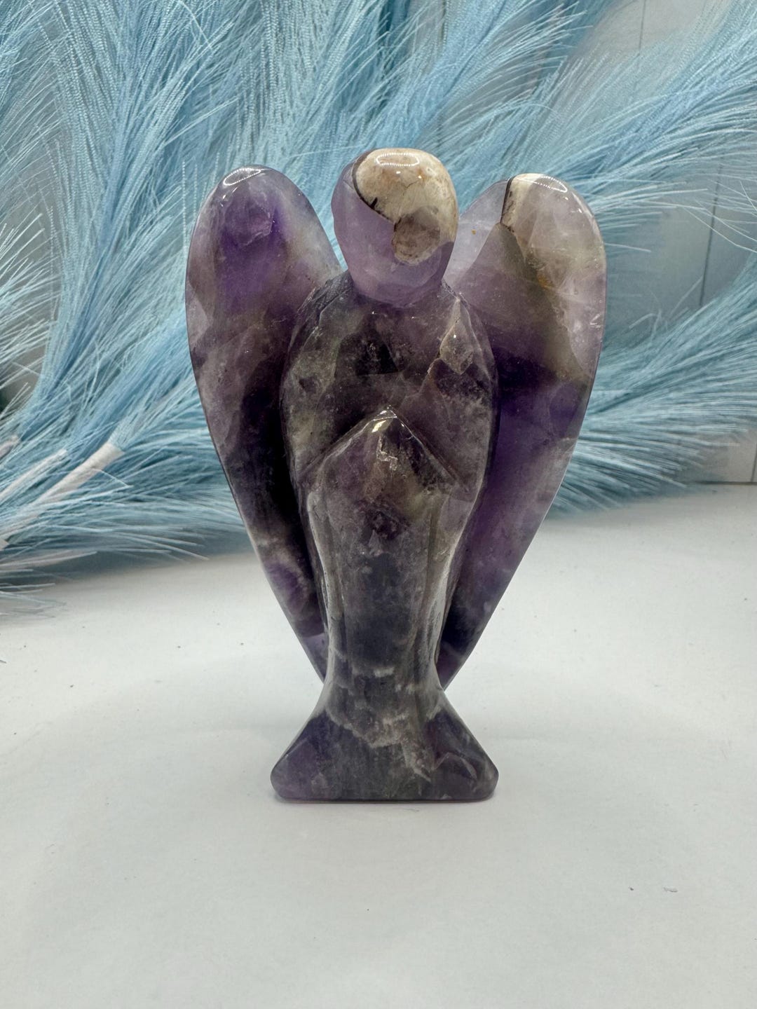 Chevron Amethyst Crystal Angel Figurine, Amethyst With Hematite ...