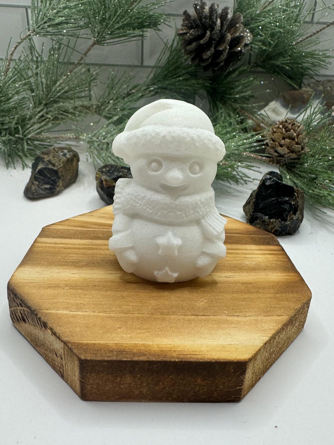 White Hanbai Jade White Marble Snowman Figurine, Crystal Snowman, Gifts ...