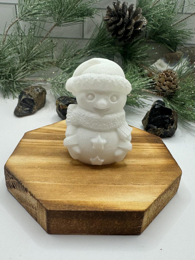 White Marble Snowman Figurine: Hanbai Jade Crystal Decor - Etsy