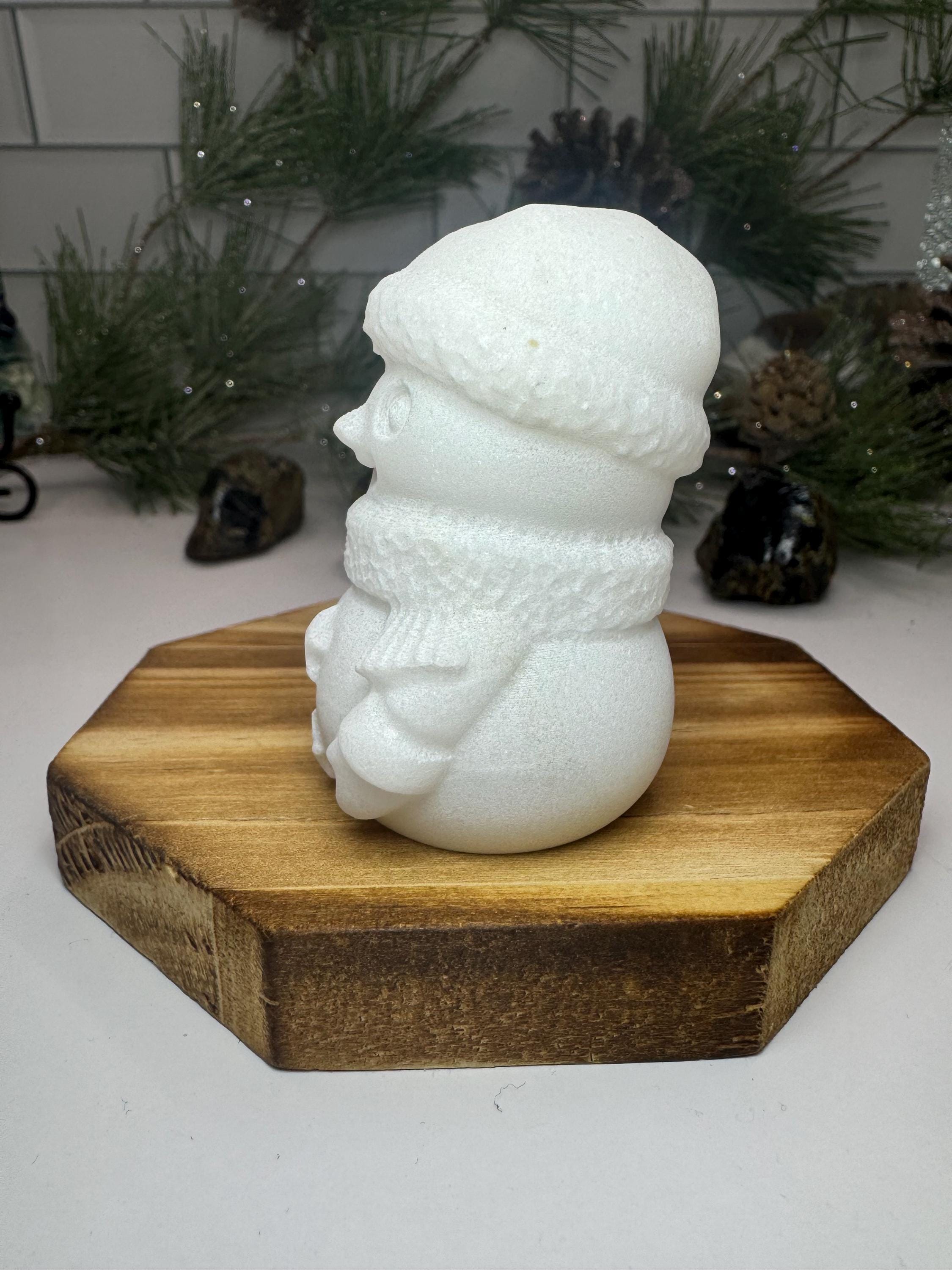 White Marble Snowman Figurine: Hanbai Jade Crystal Decor - Etsy