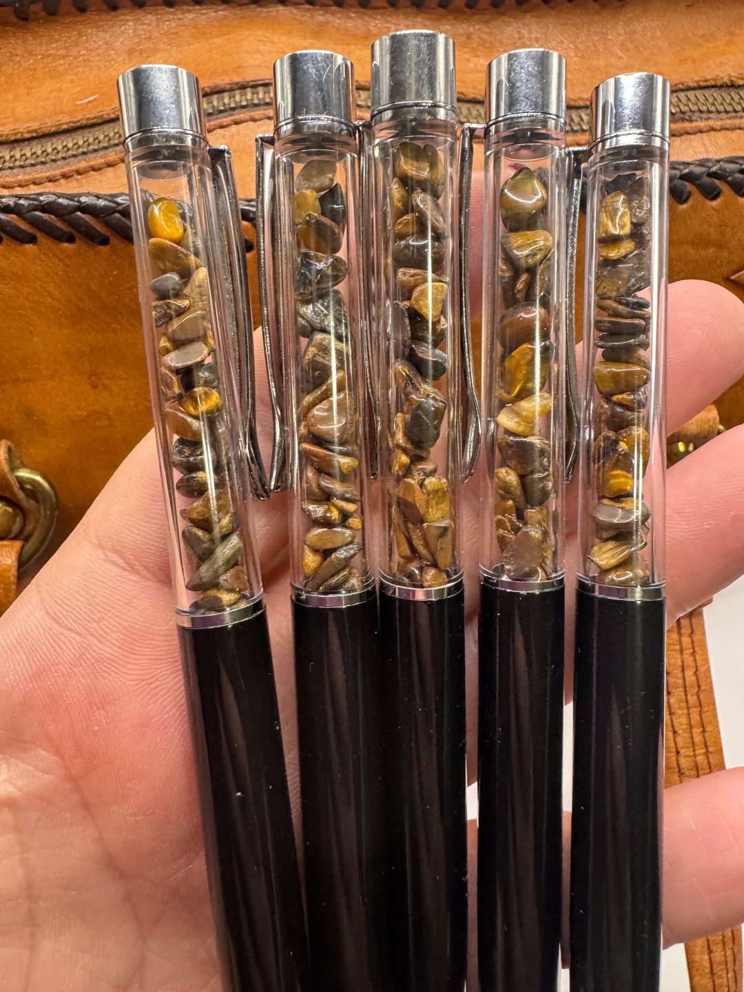 Tiger’s Eye Crystal Chip Pen With Ink Refill, Ballpoint Crystal Pens ...