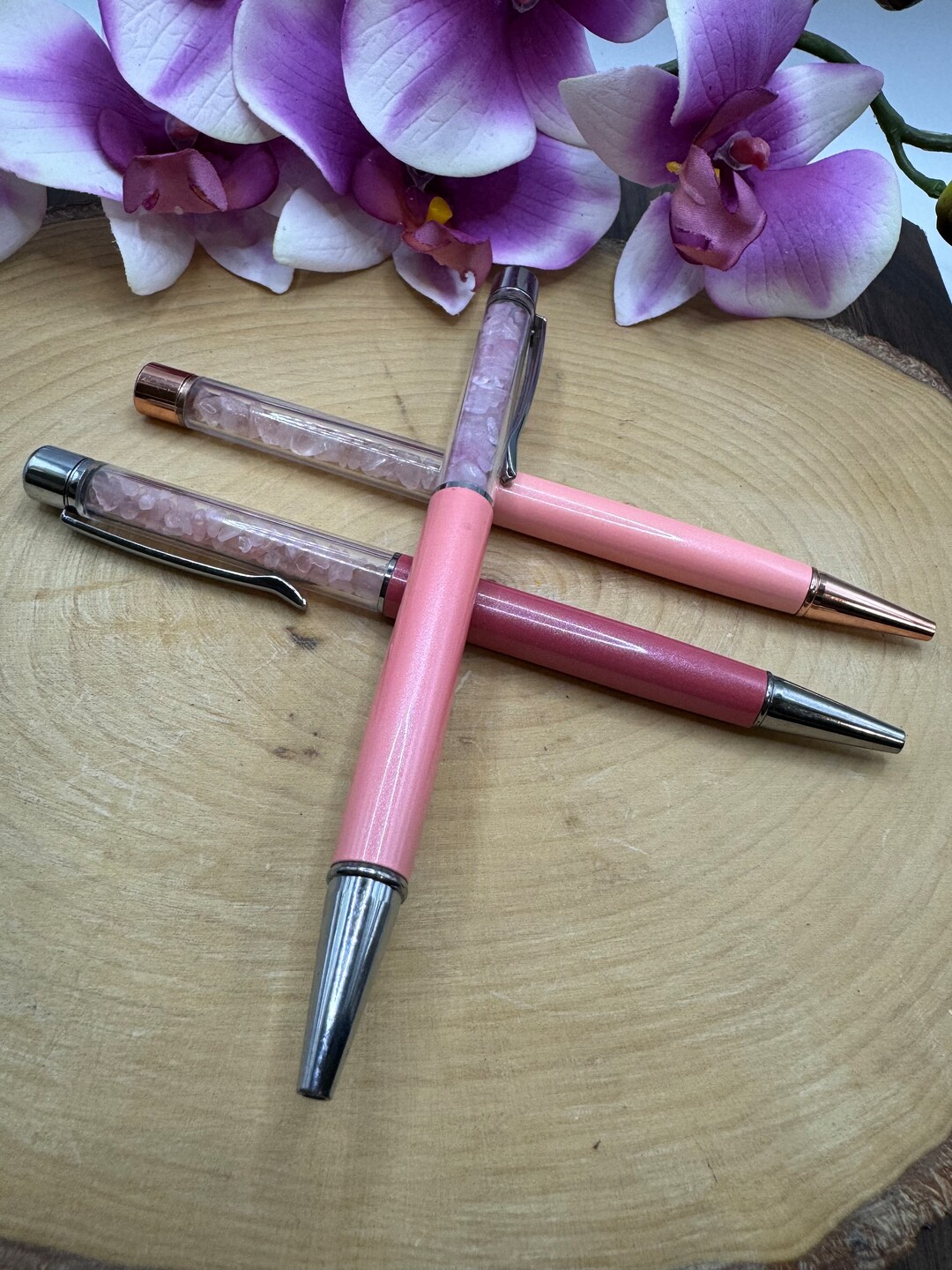 Rose Quartz Crystal Chip Pen, Ballpoint Pen With Ink Refill - Etsy