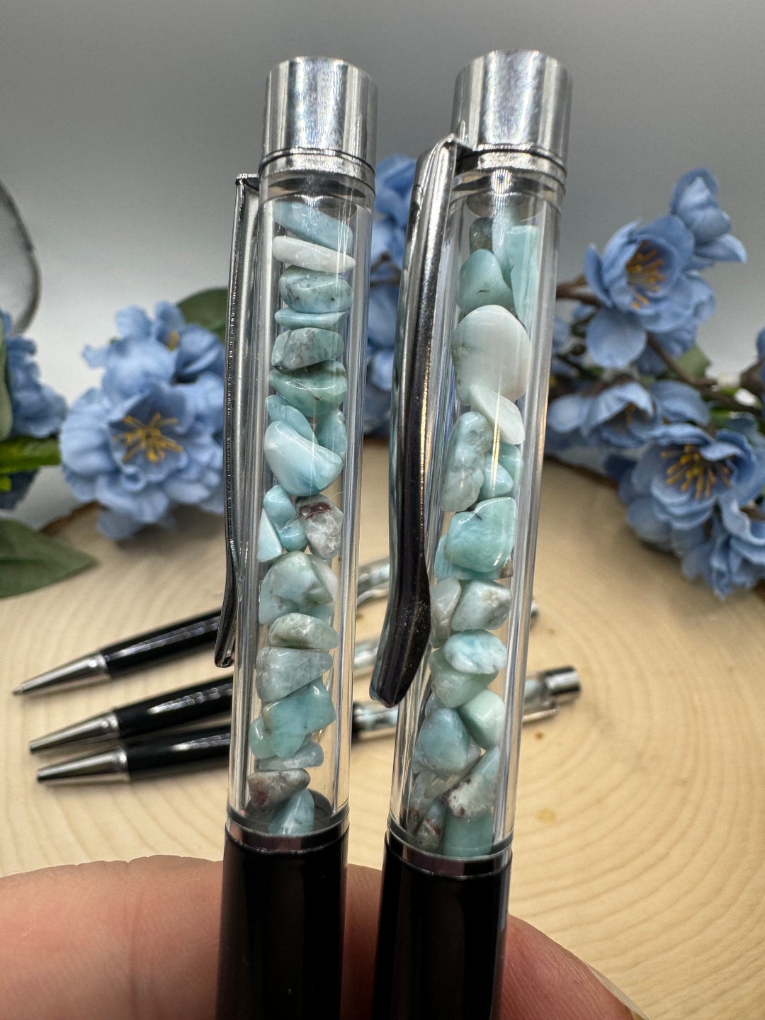Larimar Crystal Chip Pens With Ink Refill, Crystal Chip Pens, Ballpoint ...
