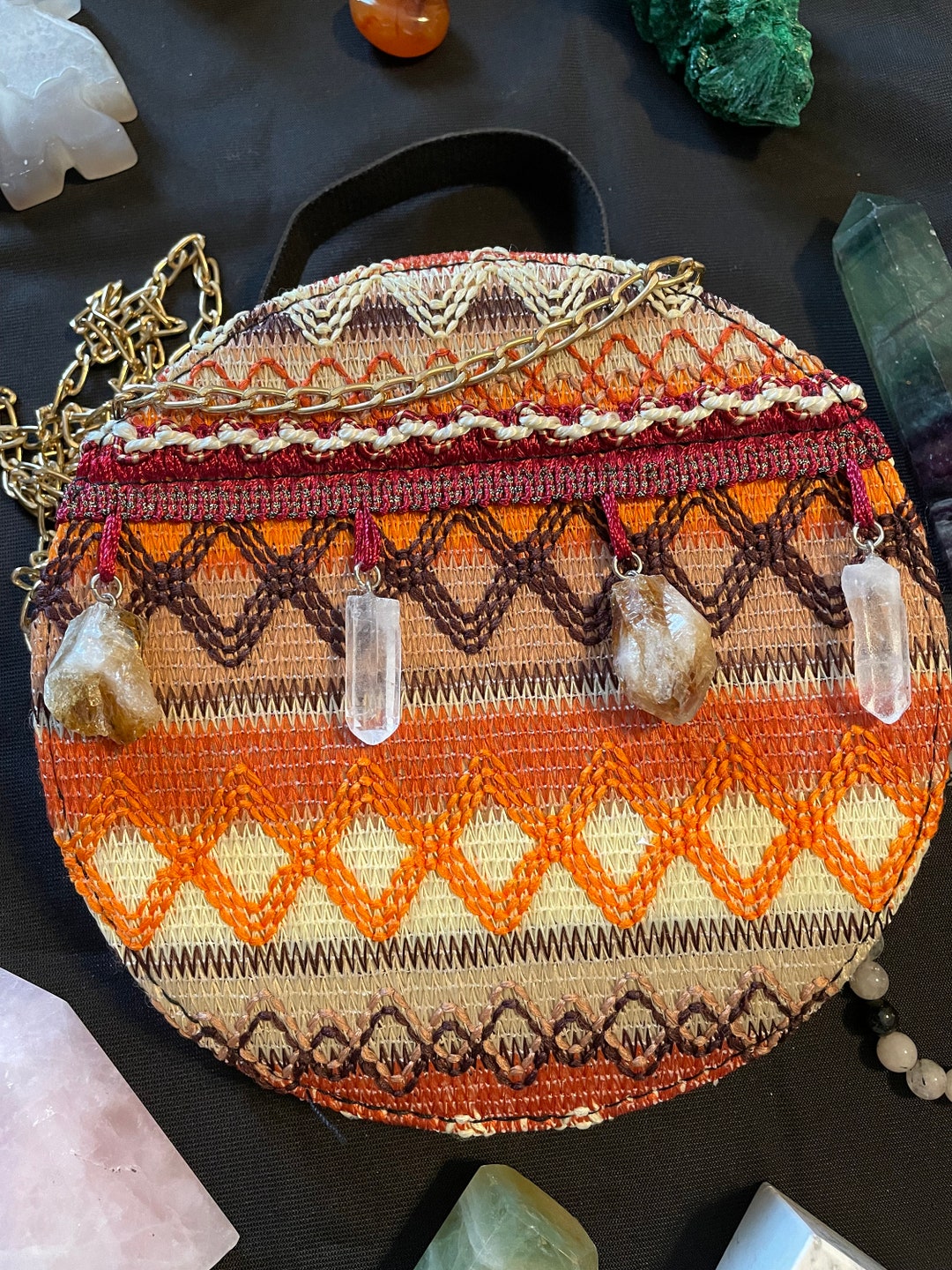 Crystal Purse With Clear Quartz and HTA Citrine Crystals, Gifts - Etsy