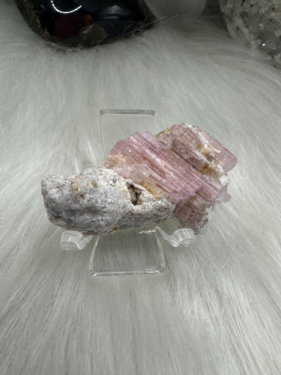 Pink Tourmaline Crystal on Matrix, Raw Tourmaline Specimens, Rough Pink ...