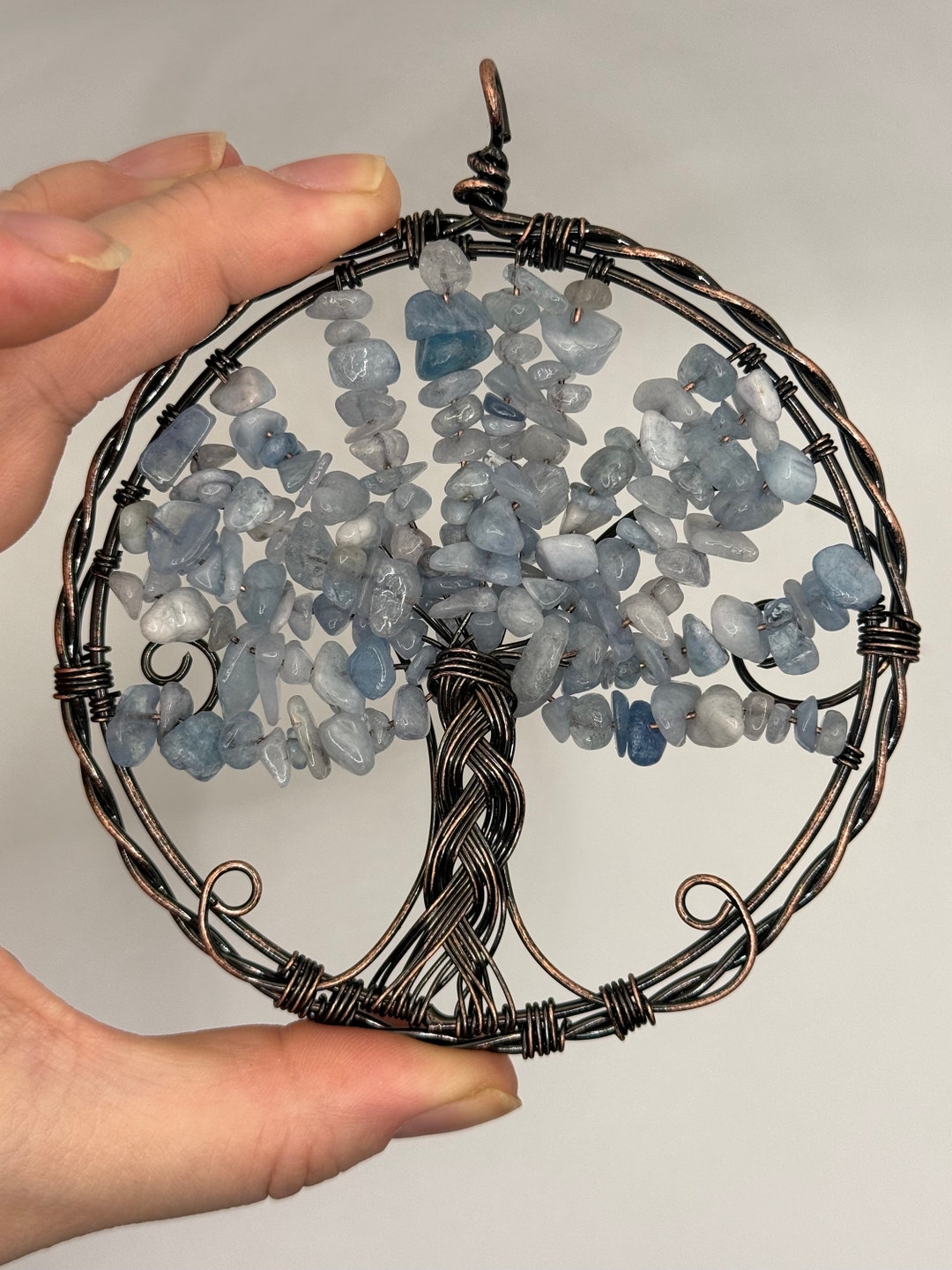 Aquamarine Crystal Chip Tree of Life Wall Art, Aquamarine Crystal ...