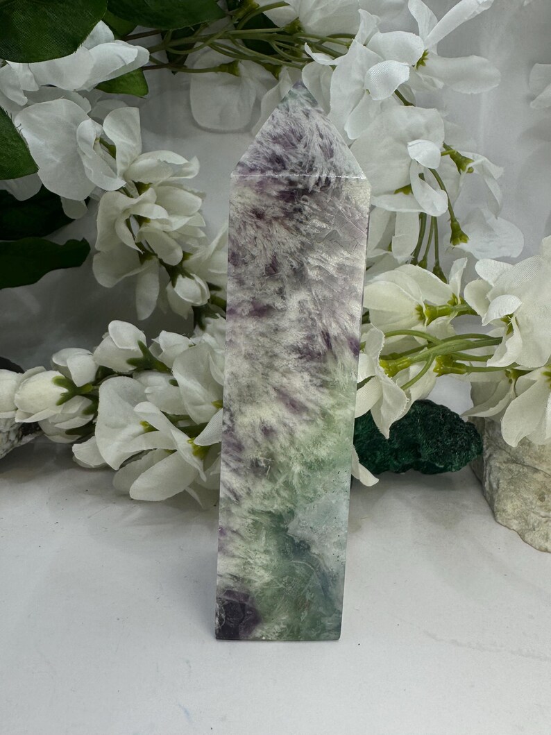 Feather Fluorite Crystal Tower: Rainbow Fluorite Point (5in) - Etsy