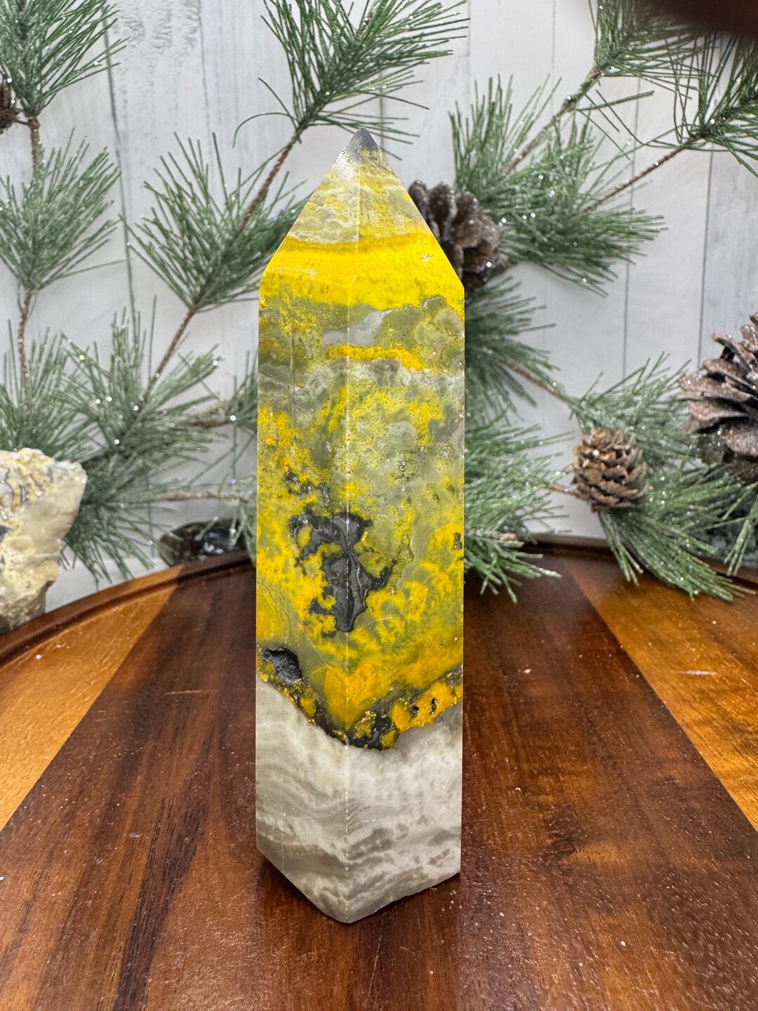 Yellow and Black Fibrous Calcite Tower From Indonesia, Travertine Stone ...