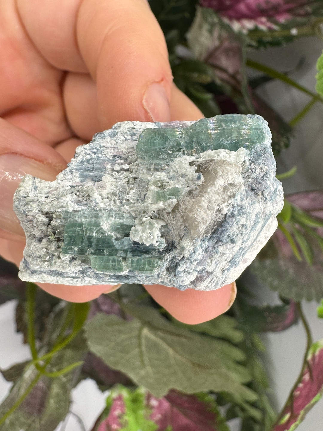 Blue Tourmaline Crystal on Matrix, Raw Tourmaline Specimens, Rough Blue ...