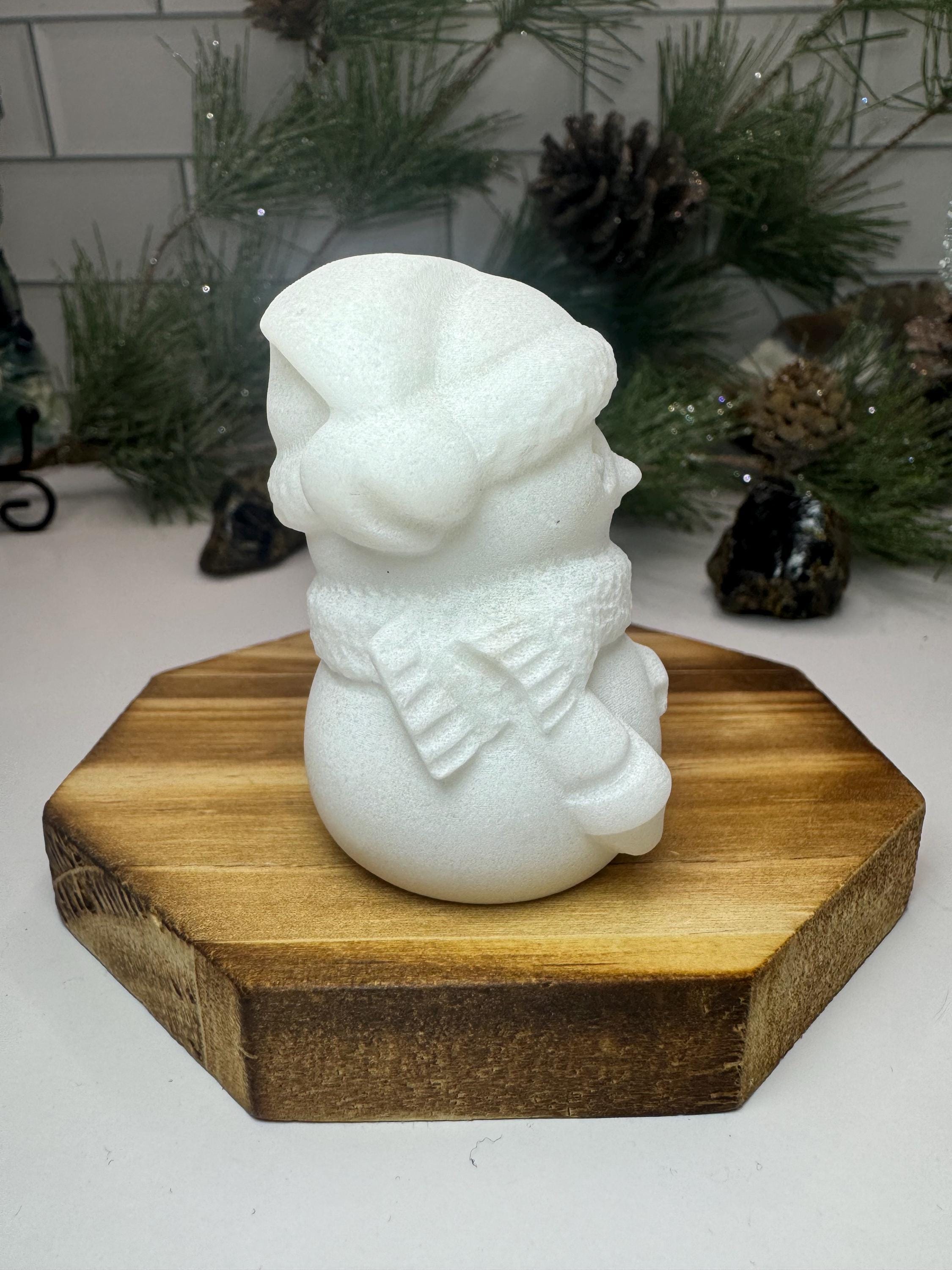 White Marble Snowman Figurine: Hanbai Jade Crystal Decor - Etsy